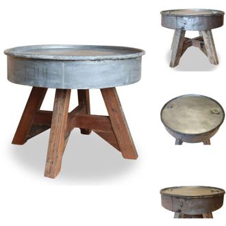 vidaXL Couchtisch Gemischtes Altholz 60x45 cm Silbern - Industrieller Stil - Couchtisch - Altholz - Recyclingm&ouml;bel - Vintage Style