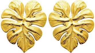 Brillaxis Boucles doreilles feuille acier dor&eacute;