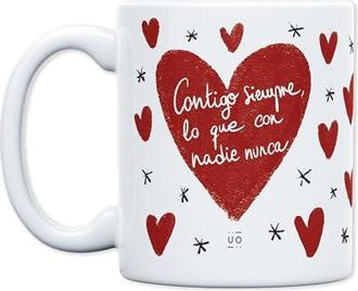 UO Tasse Contigo Immer, was mit niemandem jemals zuvor - Geschenkidee voller Gefühle und Liebe für Ihre Partnerin - hochwertige Keramik, 350 ml