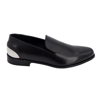 Alexander McQueen Schwarze flache Schuhe mit Metall-Logo-Detail - - Shoes - Herren - Schwarzk - 40 EU
