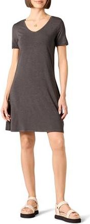 Amazon Essentials Robe Swing Coupe Classique à Manches Courtes et col en V Femme, Charbon Chiné, XXL