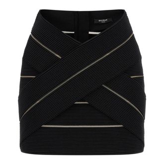 Balmain Stretch-Viskose Minirock - - Skirts - Damen - Schwarzk - XS