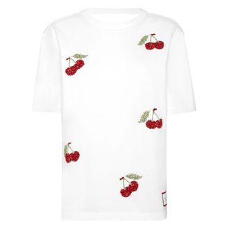 Philipp Plein Femme, Tops, Blanc, Taille: 36 FR T-Shirt Coupe Cerises