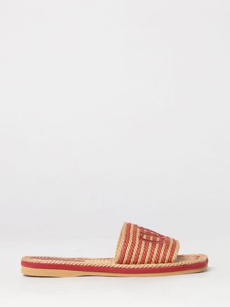 Chlo&eacute; Sandales plates Sand en coton ray&eacute; avec petit talon et logo
