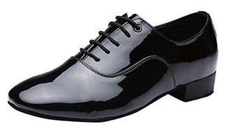 MGM-Joymod Chaussures de Danse Latine Moderne Classiques &agrave; Lacets en Cuir pour Homme,Noir PU Talon 2.5cm, 47.5 EU