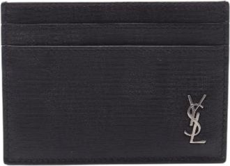 Saint Laurent Pre-owned Tiny Cassandra Leather Card Case - Homme - Pre-owned - Noir - Taille: ONE Size