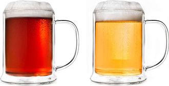 Creano doppelwandiges Bierglas 500ml, Thermoglas Beerglass, Bierkrug, Humpen (2X 500ml)