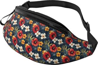 Generic Handytasche Tasche Mit Rei&szlig;verschluss Brusttasche Tropische Blumenmuster Stylisch Waist Fanny Pack F&uuml;r Wandern Sport Camping 14X35Cm