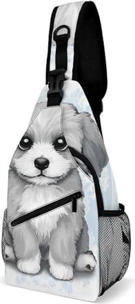 Generic Sacoche Tactique Chien Schnauzer mignon Antivol Sac &agrave; Bandouli&egrave;re L&eacute;ger Sac &agrave; Dos De Voyage pour Camping Cyclisme Homme