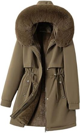 Generico Parka dhiver pour femme avec capuche en polaire doudoune chaude imperméable au vent Manteau épais pour lextérieur, Café, XXL