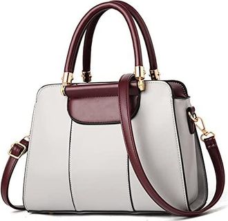 Generic Sacs &agrave; main et sacs &agrave; main bicolores pour femme avec poign&eacute;e sur le dessus - Sac &agrave; bandouli&egrave;re tendance pour femme, gris, Large