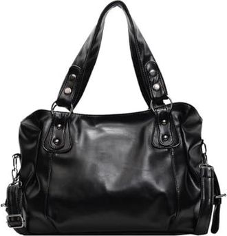 Generic Compatible avec les sacs &agrave; bandouli&egrave;re larges - Sac main classique de couleur unie for femme, grande capacit&eacute;(Black)