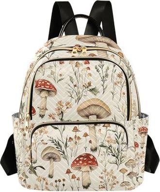 Mnsruu Mini sac à dos pour femme, champignons, fleurs sauvages, nature, petit sac à dos tendance pour femme, sac à dos décontracté, Multi1243, M
