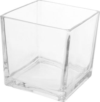 DOITOOL Klare Quadratische Glasvase Dekorative Dickwandige Blumenvase für Hydroponik Modernes Design Stabile Tischdekoration für Tulpen Rosen und Pflanzen