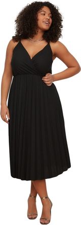 Trendyol Trendyol Damen Women line Relaxed Fit Knit Plus Size Dress Kleid, Midi, A-Linie, lockere Passform, Strickkleid, Übergröße, Schwarz, XXL Größen