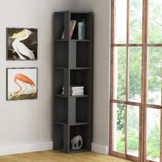 Decortie Decortie Biblioth&egrave;que dangle moderne Piano &Eacute;tag&egrave;re haute de pr&eacute;sentation gris anthracite 158,9 cm