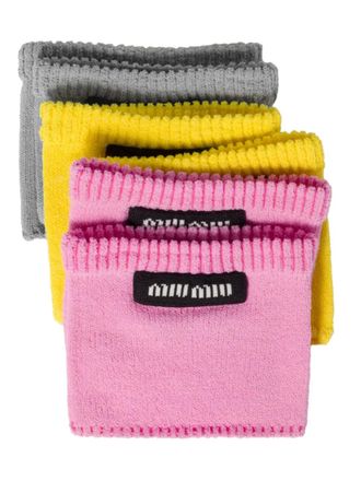 Miu Miu lot de trois paires de chaussettes &agrave; patch logo - Rose