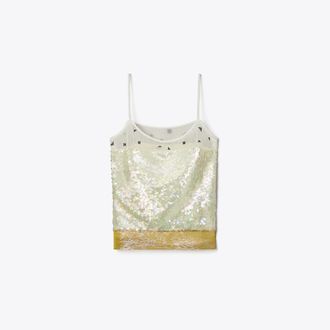 Tory Burch Damen Besticktes Tr&auml;gertop aus Lam&eacute;