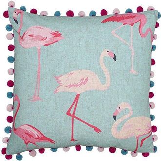 Riva Paoletti Flamingo Kissenbezug, Polyester, Duck Egg, 50 x 50cm