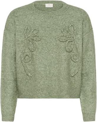 Kaffe Womens Pullover Cropped Long Sleeves Crew Neck Knit Pattern Regular Fit