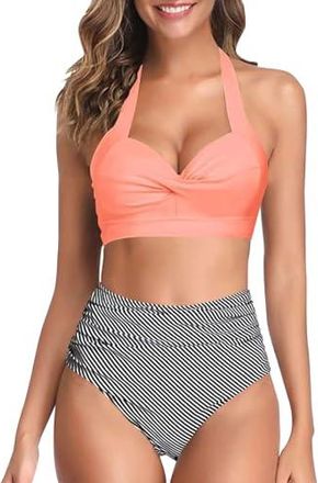 Generic Ensemble bikini sexy et &eacute;l&eacute;gant pour femme - Deux pi&egrave;ces - Col en V - Triangle - Push Up - Bikini de plage - Maillot de bain ventre plat - Haut de bik