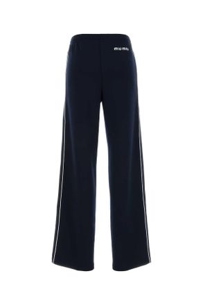 Miu Miu Womens Midnight Blue Polyester Joggers Navy Exterior: Pantaloni Trousers
