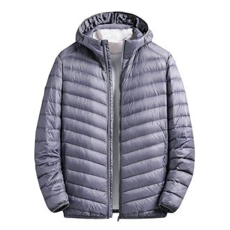 Generic Veste matelassée légère et confortable pour homme - Style uni - Classique - Polyvalente - Chaude - À capuche - Pour les voyages et la marche, Gris (01