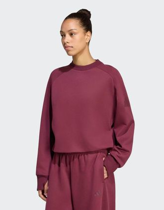 adidas weiches Winter-Strick-Sweatshirt in Burgunderrot