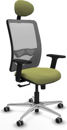 Piqueras y Crespo Verstellbarer Stuhl mit Rollen Zulema mit 2D-Armen, h&ouml;henverstellbarer Lendenwirbelst&uuml;tze und festem Kopfteil, ausgestattet mit Sincro 3 Positionen un