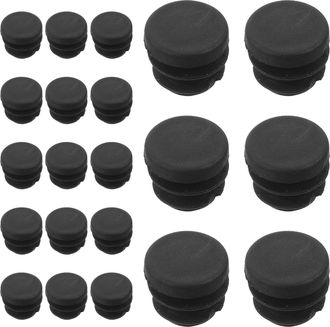 SOLUSTRE 30 Stück Runde Kunststoffstopfen für Möbel Schwarze Rohrendkappen aus Edelstahl Runde Stiftstopfen für Stuhl und Tischbeine Einfache Montage Schutz ge