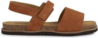 Geox Femme D Leuca C Sandales Plates, Cognac, 37 EU
