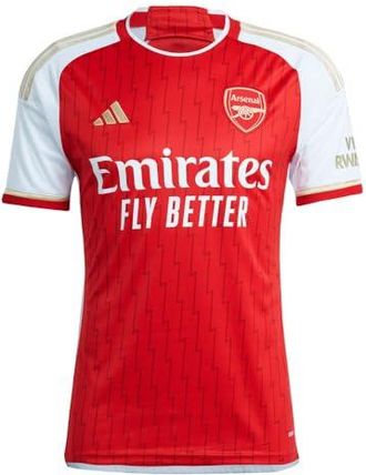 adidas Maillot de football Arsenal 23/24 pour homme - Boulons d&eacute;clair et d&eacute;tails dor&eacute;s, technologie Aeroready, Better Scarlet / Blanc, XL