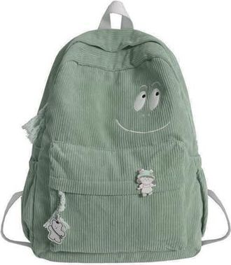 Generic Sac &agrave; dos pour femme en velours c&ocirc;tel&eacute; Sac &agrave; dos &eacute;tudiant Sac &agrave; bandouli&egrave;re pour 1 personne Tente par temps froid, Vert, taille unique