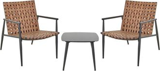 Beliani Bistro Set ZIRIA Polyrattan Braun