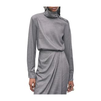 Patrizia Pepe Flanellbluse mit Stehkragen und Kn&ouml;pfen - - Blouses & Shirts - Damen - Grau - S