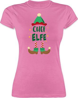 Shirtracer Shirt Damen - Geschenke Christmas Bekleidung - Weihnachten Chef Elfe I Weihnachtself - M - Rosa - Weihnachts Tshirt elf weihnachtsthirt weihnachtsmoti