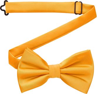 DonDon Fliege Herren handgefertigt Seiden-Look 12 x 6 cm Fliege Ocker-gelb