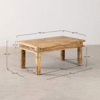 Sklum Sklum - Table basse en bois de manguier Taraz 100 x 60 cm