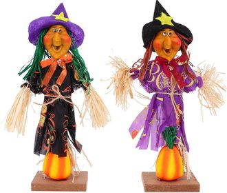 PartyKindom 2st Vogelscheuche Ornament Vogelscheuchen-statuen Halloween-figuren Halloween- -dekoration Hexenbesenstiel Vogelscheuchen-ornamente Tischdeko Puppe Ha