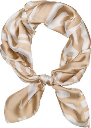 styleBREAKER Foulard pour femmes avec motif zèbre, imprimé animal et bord coloré, foulard, foulard carré, bandana 01016236, couleur:Marron clair-Crème