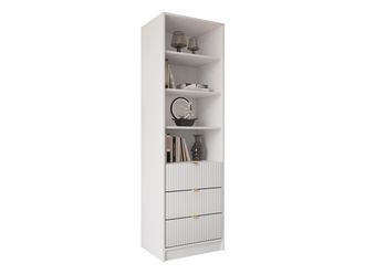 Mirjan24 Standregal Tireno 3SZ, B&uuml;cherregal mit 4 F&auml;cher und 3 Schubladen, Aktenregal Universal Regal, Schranke, Aluminiumgriffe (Wei&szlig;)