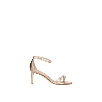 Stuart Weitzman Femme, Chaussures, Rose, Taille: 36 1/2 EU Sandales à Talon Moyen en Cuir Métallique