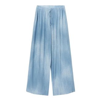 Ermanno Scervino Femme, Pantalons, Bleu, Taille: 40 FR Pantalon Palazzo Denim Jambe Large