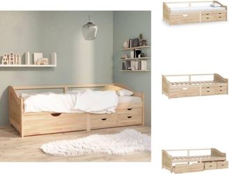 vidaXL Tagesbett 3-Sitzer mit Schubladen Massivholz Kiefer 90x200 cm - Holz-Bett - Sofa-Bett - G&auml;stebett - Kiefernholz - Schrankbett