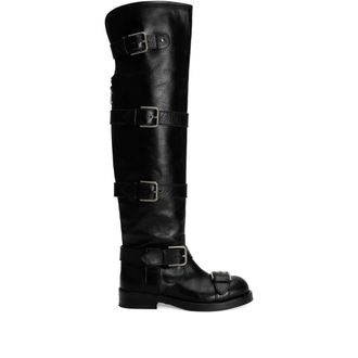 Dolce & Gabbana Schwarze Pferdeleder Kniehohe Stiefel - - Shoes - Damen - Schwarzk - 38 EU