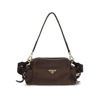 Prada Re-Nylon und Saffiano Leder Schultertasche - - Bags - Damen - Braun - ONE SIZE