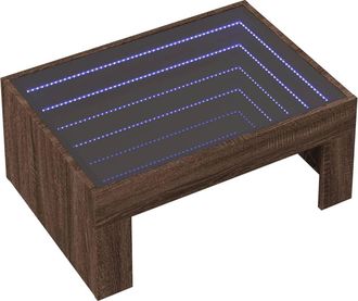 Generic Couchtisch mit Infinity-LED, Beistelltisch, Wohnzimmertisch, Kaffeetisch, Stubentisch, Sofatisch Modern f&uuml;r Wohnzimmer/B&uuml;ro(Grau Sonoma 70x50x30 cm) (