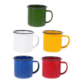 Hemoton 10 Oz Tee Emaille Trinkbecher Kaffeetasse Set von 5 Vintage Camp Trinkende Tassen f&uuml;r Indoor Outdoor Office Helle Farbe Klassisches Design Sortierte F