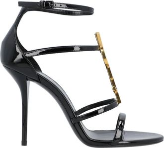 Saint Laurent Sandalen - Cassandra Sandals In Patent Leather Black - Gr. 38,5 (EU) - in Schwarz - f&uuml;r Damen