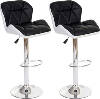 Mendler 2er-Set Barhocker HWC-A92, Barstuhl Tresenhocker, höhenverstellbar Kunstleder - schwarz